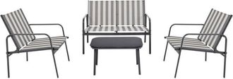 DRAWER Salon de jardin m&eacute;tal textilene 4 personnes canap&eacute; fauteuils table ext&eacute;rieur terrasse Kallia