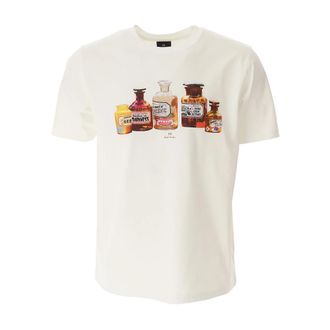 Paul Smith Homme, Tops, Beige, Taille: L T-shirt Col Rond Imprimé Bouteille
