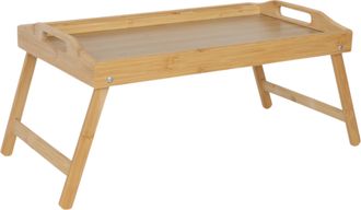 Relaxdays Betttablett klappbar, Tablet- & Handyhalter, Fr&uuml;hst&uuml;ck im Bett, Bambus & MDF, HBT: 24x60x30 cm, Tablett, Natur