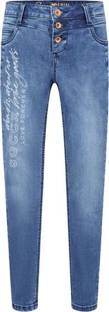soccx Damen Jeans MI:RA Slim Fit Mid Blue Printed, 27