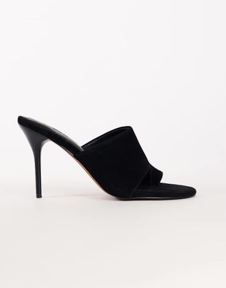 Topshop Winnie mule &agrave; talon avec bride entre les orteils en daim noir