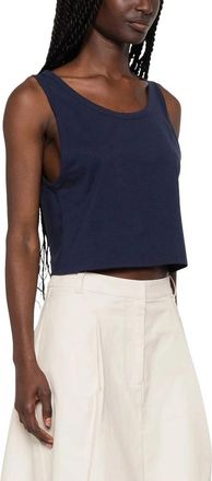 Sporty & Rich Femme, Tops, Bleu, Taille: 40 FR D&eacute;bardeur Court &agrave; Encolure Ronde