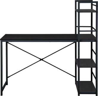 Mobili Rebecca Rebecca Mobili Table de bureau pour PC avec biblioth&egrave;que Bois noir M&eacute;tal Bureau Moderne