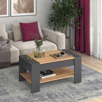 Vicco Table basse August, Ch&ecirc;ne dor&eacute;/anthracite, 99.6x58.8cm avec tiroir, Vicco