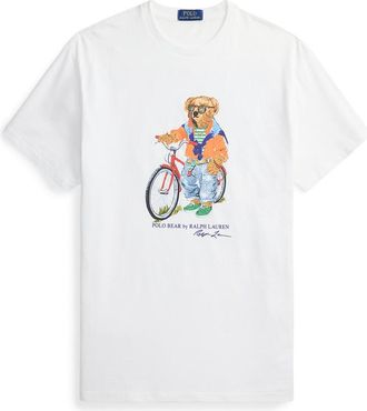 Ralph Lauren T-Shirt aus Baumwolle mit Bike Polo Bear-Print, Custom Slim Fit in