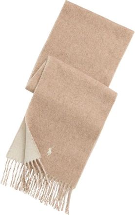 Polo Ralph Lauren &Eacute;charpe R&eacute;versible en Laine M&eacute;lang&eacute;e - Homme - Accessoires - Beige - Taille: ONE Size