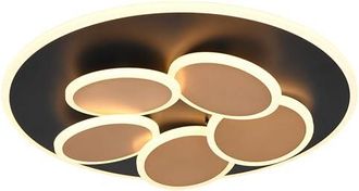 Trio Leuchten LED Deckenleuchte Mandala 653210680, Metall Schwarz matt/goldfarbig, inkl. 35 Watt LED, Fernbedienung, Switch Dimmer, Lichtfarbe einstellbar, Timer, N