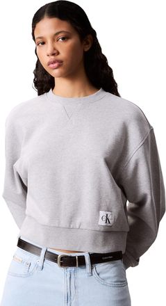 Calvin Klein Damen Sweatshirt Badge Logo Cropped, Grau (Bc06 Grey Heather), M