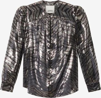 Isabel Marant Top Farali En Soie - Femme - Noir Et Argent&eacute; - Taille34 - Isabel Marant