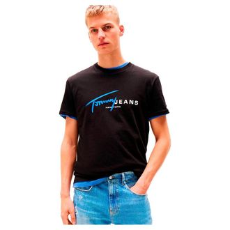 Tommy Jeans TJM REG SIGNTR DNA Tee EXT S/S T-Shirt Mens, Black (Black), 3XL