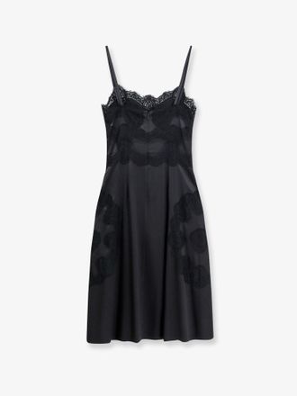 Dolce & Gabbana Womens Slip Dress With Lace Details Black Silk