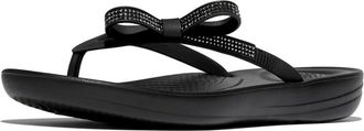 FitFlop Damen Iqushion Glitz-Bow Zehentrenner, Schwarz, 40 EU