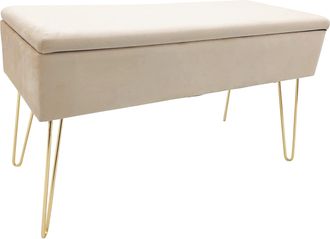 Echtwerk Sitzbank Scarlett, Polsterbank mit Samtbezug, Aufbewahrungstruhe rechteckig, Schminkbank mit Stauraum, Aufbewahrungsbank mit Metallbeine, 75 x 30 x 41