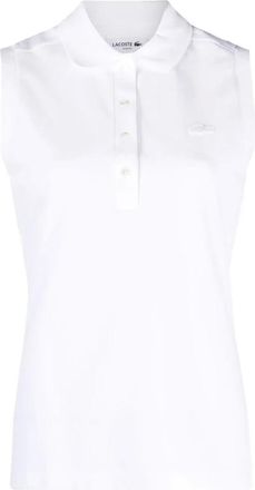 Lacoste Femme, Tops, Blanc, Taille: 38 FR L.12.D Polo sans manches coupe slim