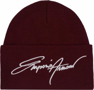 Armani Klassische Strickm&uuml;tze - - Accessories - Damen - Rot - L