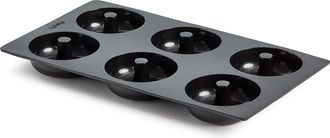 Lékué Doughnut 0620406N01 Backform, Silikon, 6 Mulden, Schwarz