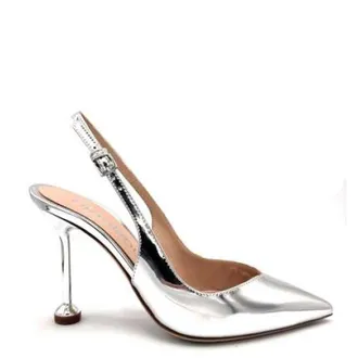Ninalilou Silberner Spiegel Slingback Abs&auml;tze - - Shoes - Damen - Grau - 35 EU