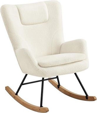 Yaheetech Schaukelstuhl mit Klappbarer R&uuml;ckenlehne, Gepolsterter Schwingsessel bis 136 kg belastbar, Schaukelsessel f&uuml;rs Wohnzimmer/Schlafzimmer/Balkon, Relaxst