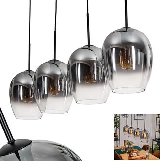 HOFSTEIN Pendelleuchte Vevino, Pendellampe aus Metall/Glas in Schwarz/Rauchfarben/Klar, Leuchte im modernen Retro/Vintage-Design mit Schirmen aus Glas (&Oslash; 20 cm