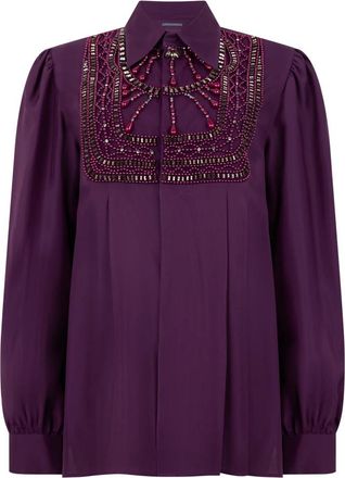 Alberta Ferretti Femme, Blouses et Chemises, Violet, Taille: 44 FR Chemise avec broderie