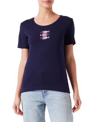 Armor Lux Damen Kurzärmeliges T-Shirt, Seal Seri.Fish Delfinium, X-Large