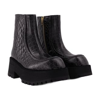 Marni Womens Crocodile-Embossed Leather Boot Black
