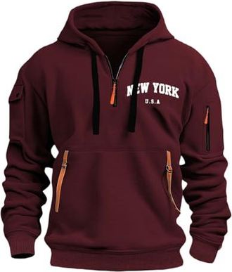 Generic Ensemble De Surv&ecirc;tement &Agrave; Capuche Confortable pour Homme Sweat Shirt Demi Zip Veste Pull Manches Longues Imprim&eacute; Manteau Dentra&icirc;nement 126f