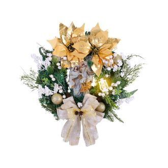 Generico Weihnachtskranz für Tür, festliche Dekoration für Weihnachtsszenen, Weihnachtskranz mit LED-Lichtern, für Veranda, Kamin, Küche, Wohnzimmer, Schlafzim