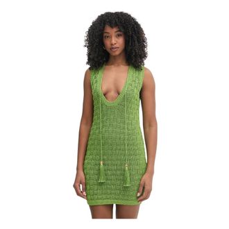 Elisabetta Franchi Strick-Minikleid mit Quasten - - Dresses - Damen - Gr&uuml;n - M