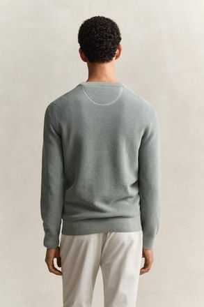 GANT Strickpullover MICRO TEXTURED COTTON C-NECK Regular fit mit Rundhalsausschnitt