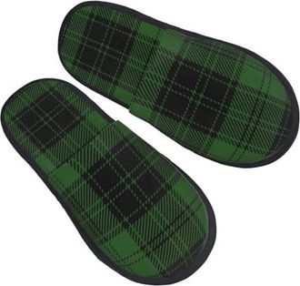 Generic No&euml;l Vert Et Noir &Agrave; Carreaux Unisexe Slippers Doux Chaussons Respirantes Chaussures De Maison Pour Ext&eacute;rieur Maison Automne M