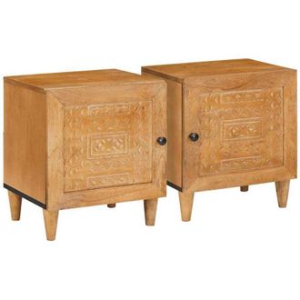 vidaXL Table de chevet 2 pcs Marron clair 40 x 33 x 46 cm vidaXL