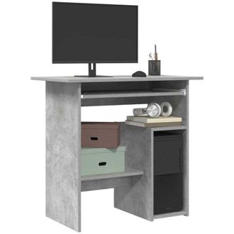 vidaXL Office mobile de bureau dordinateur moderne avec des compartiments en bois de diff&eacute;rentes couleurs Couleur : Gris en b&eacute;ton