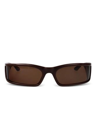 Balenciaga lunettes de soleil à monture rectangulaire - Marron