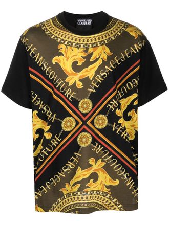 Versace Jeans Couture t-shirt &agrave; imprim&eacute; V-Emblem Chain - Noir