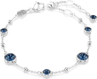 Swarovski Imber Armband, Rhodiniertes Damenarmband mit Blauen Rundkristallen im Rundschliff in Kesselfassung, Mit Karabinerschließe, Armbandlänge: 16.5-20.5 cm,