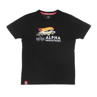 Alpha Industries Homme, Tops, Noir, Taille: XL Hot Wheels Tee-Shirt Noir Homme