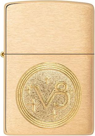 Zippo Sturmfeuerzeug - Capricorn Emblem, Sternzeichen - Brushed Brass Finish - Nachfüllbar - Wiederverwendbar - Windfestes Design - Geschenkbox - Made in US