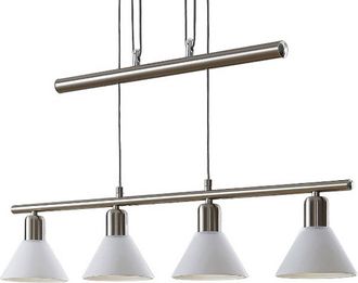 Lampenwelt.com Lindby Hängelampe 4 flammig, höhenverstellbar Esstisch Pendelleuchte Glas Metall Hängeleuchte für Esszimmer Wohnzimmer Balkenpendelleuchte Glasleuchte