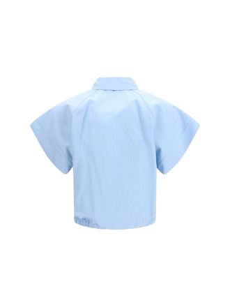 Jacob Cohen Womens Short-Sleeve Shirt Striped Viscose And Linen Canvas Azzurro Riga