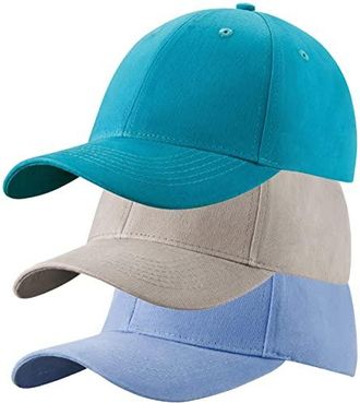 4sold Lot de 3 casquettes de baseball classiques 100 % coton pour homme et femme - Style sportif uni, taille unique