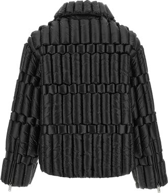 RAXXY 3D Geometric Block Quilted Down Jacket - Black