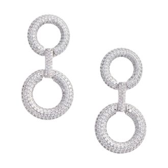 Self Portrait Femme, Accessoires, Gris, Taille: ONE Size Boucles dOreilles &agrave; Deux Niveaux en Cristal - Argent