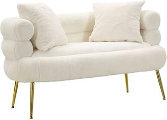 Dmora Zweisitzer Sofa Roosevelt 133x68x69h cm Wei&szlig;, Armlehnen