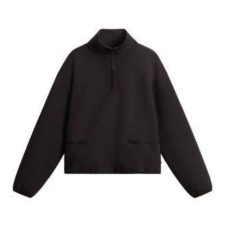 Woolrich Schwarzer Baumwollpullover mit Rei&szlig;verschluss - - Sweatshirts & Hoodies - Damen - Schwarzk - S