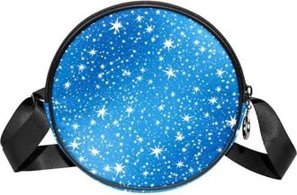 Generic Sac &agrave; bandouli&egrave;re rond pour femme, motif paillettes bleues scintillantes, petit sac &agrave; bandouli&egrave;re avec fermeture &eacute;clair, bretelles r&eacute;glables, sac &agrave; ma