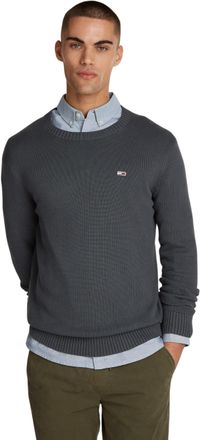 Tommy Jeans Herren Pullover Slim Fit Crew Neck Sweater Strickpullover, Grau (New Charcoal), XL