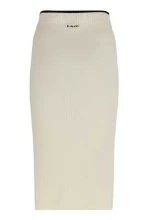 Pinko Womens Skirt Nuova Guinea White Wool