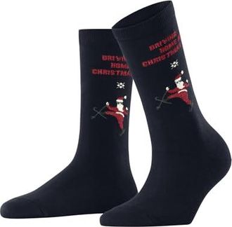 Burlington Skiing Santa W So coton fantaisie 1 paire, Chaussettes Femme, Bleu Marine 6120, 36-41