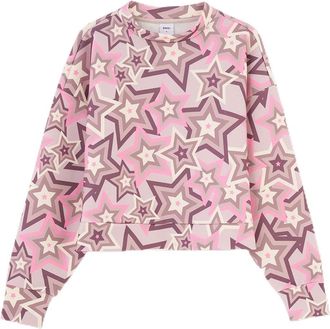 Dagi Womens Multicolor Long Sleeve Standing Collar Star Regular Sweatshirt, Multicolor,XL
